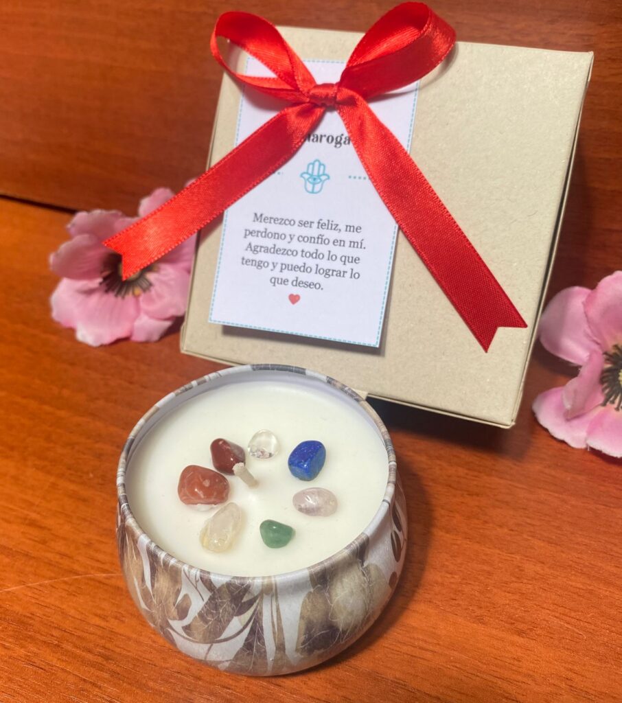 Velas con cuarzo y aroma recipiente con diseño • Amaroga